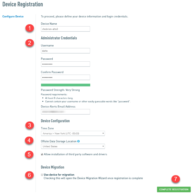 How to register a Datto backup appliance