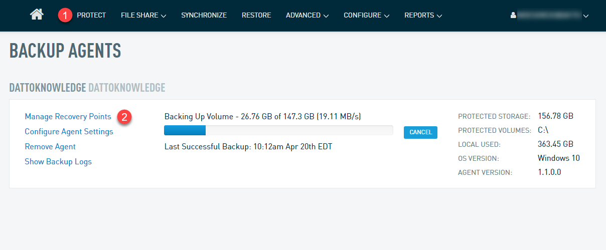 Manage Recovery Points
