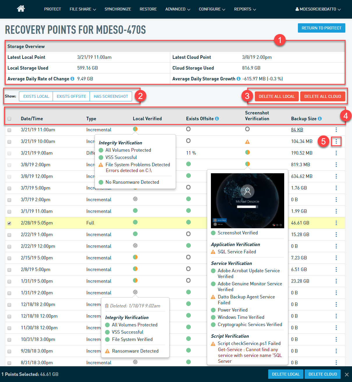 Manage Recovery Points