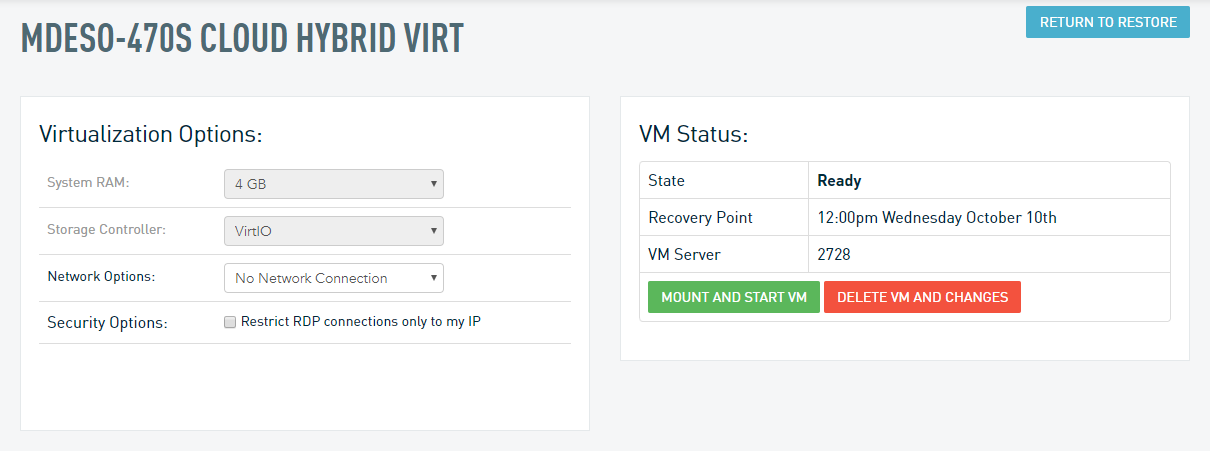 Starting a Cloud (Hybrid) Virtualization on a Datto Appliance
