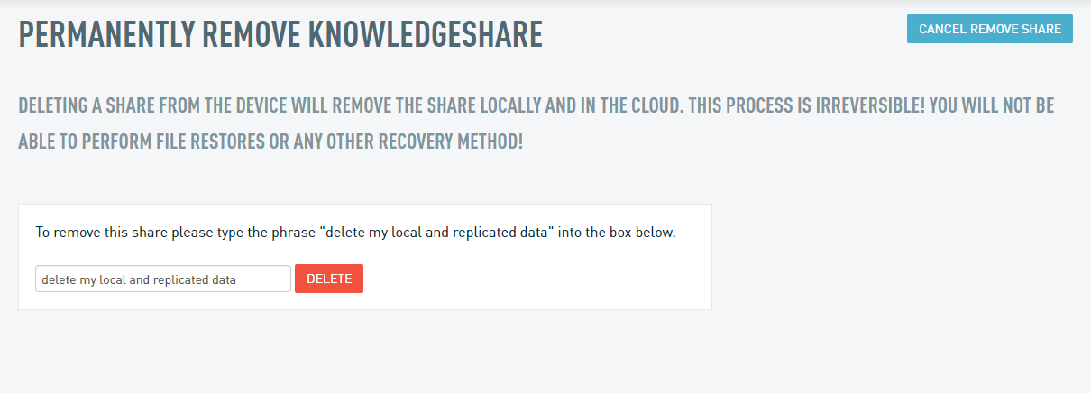 How to Remove Shares from a Datto NAS