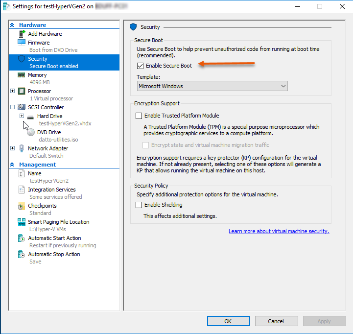 USB Bare Metal Restore: Restoring a Generation 2 Hyper-V VM