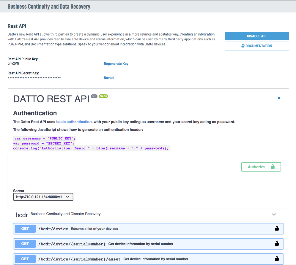 Using the Datto REST API With Datto device Integrations