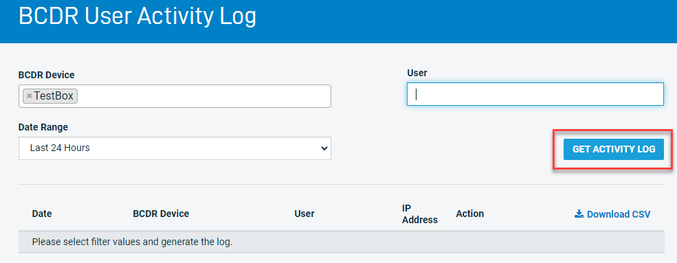User Activity Log