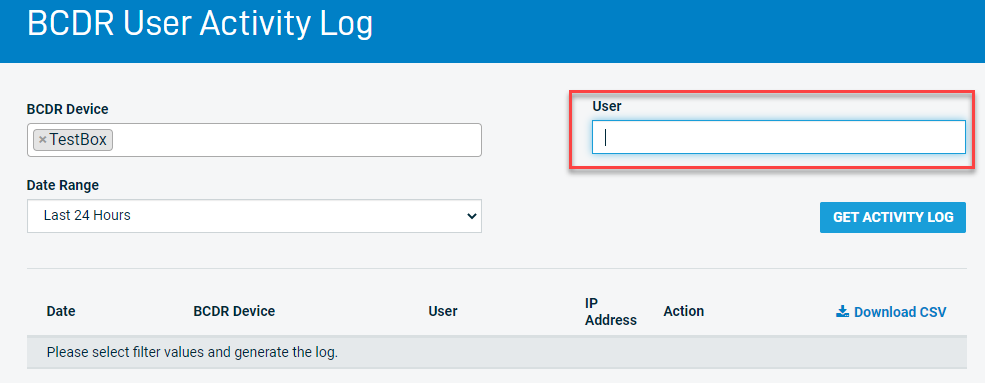 User Activity Log